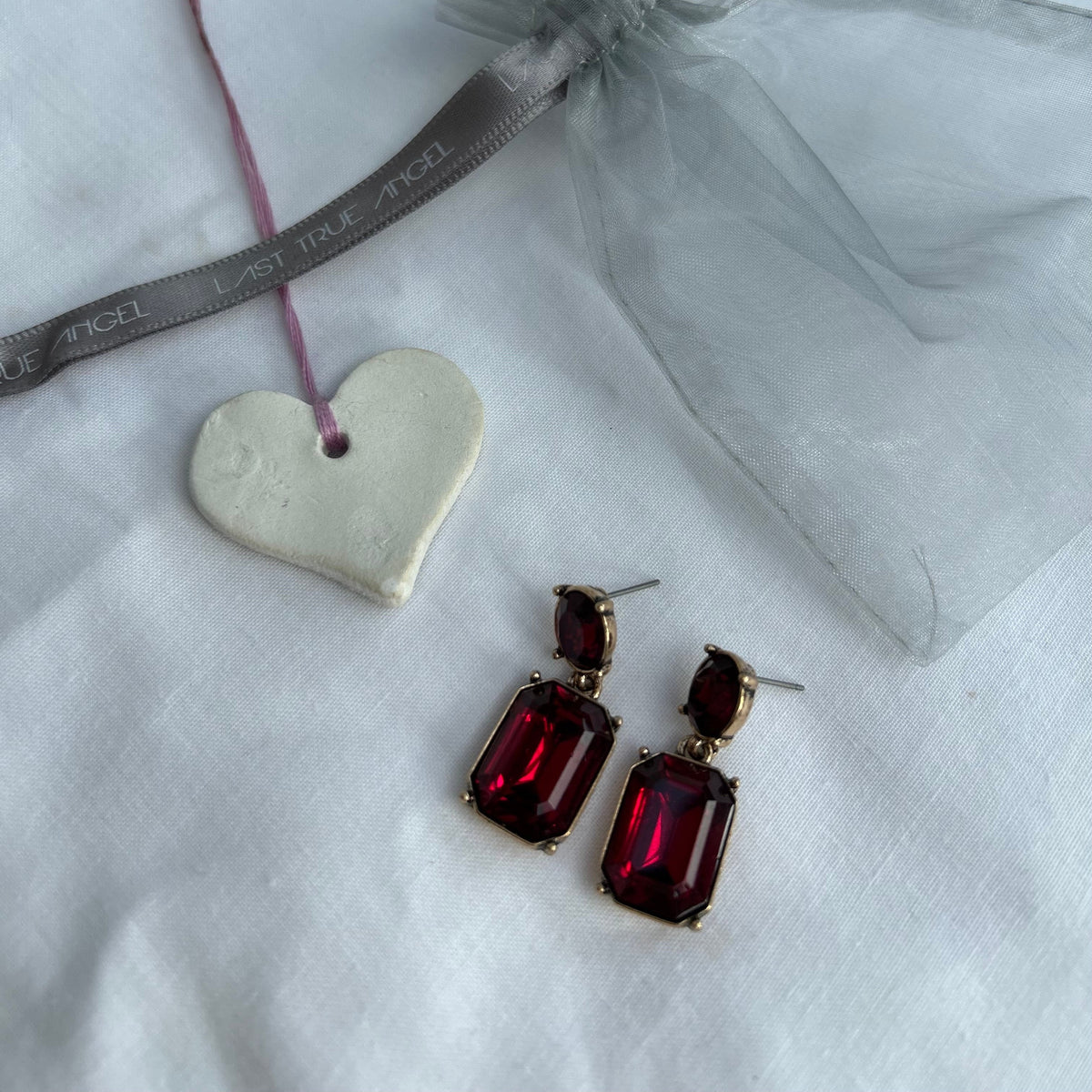 Twin Gem Earrings in Deep Red – Alice's Wonders UK