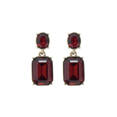 Twin Gem Earrings in Deep Red – Alice's Wonders UK