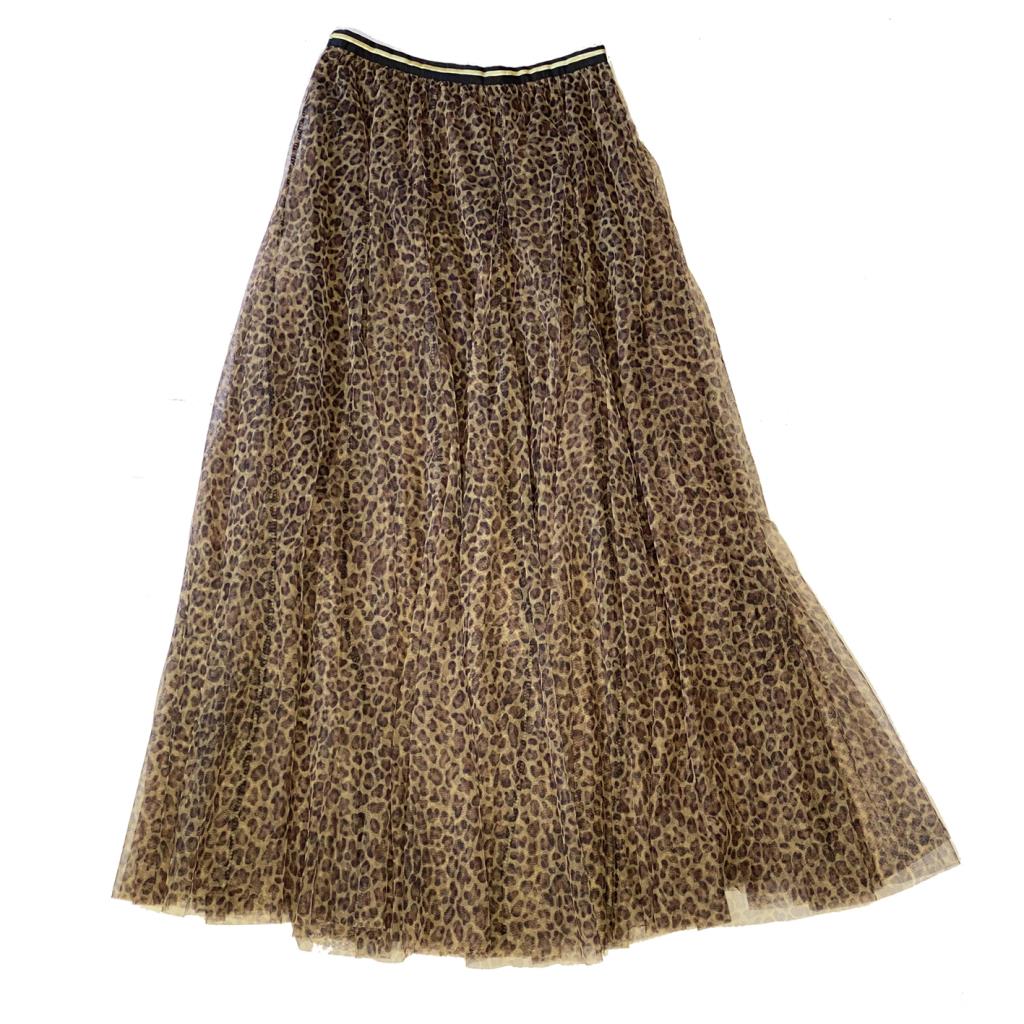 Small Leopard Print Tulle Midi Skirt with Gold Waistband – Alice's ...